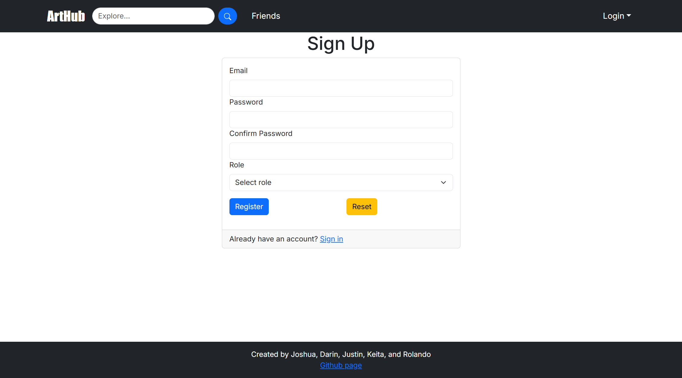 ArtHub | By Joshua, Darin, Justin, Keita, and Rolando